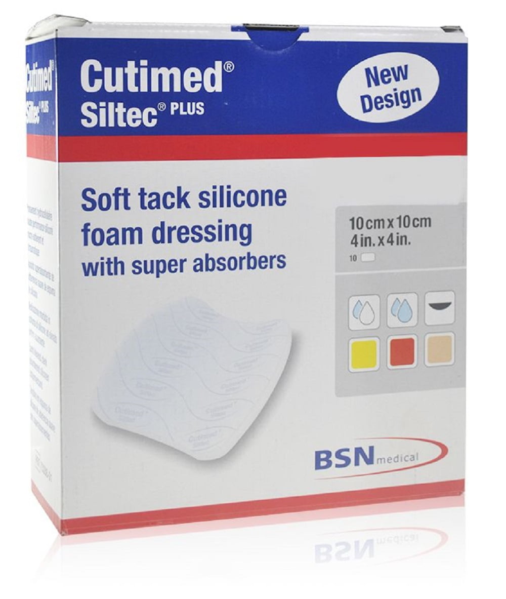 BSN Medical Cutimed Siltec Plus Foam Dressings, 10 cm x 10 cm (4 in x 4 ...