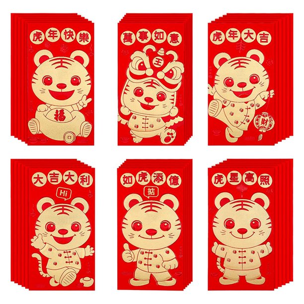 36 Pieces of 2022 New Year Red Envelopes Chinese Lunar Year of the ...
