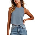 Asxite Tank Tops for Women Sleeveless Crop Solid Color Round Neck ...