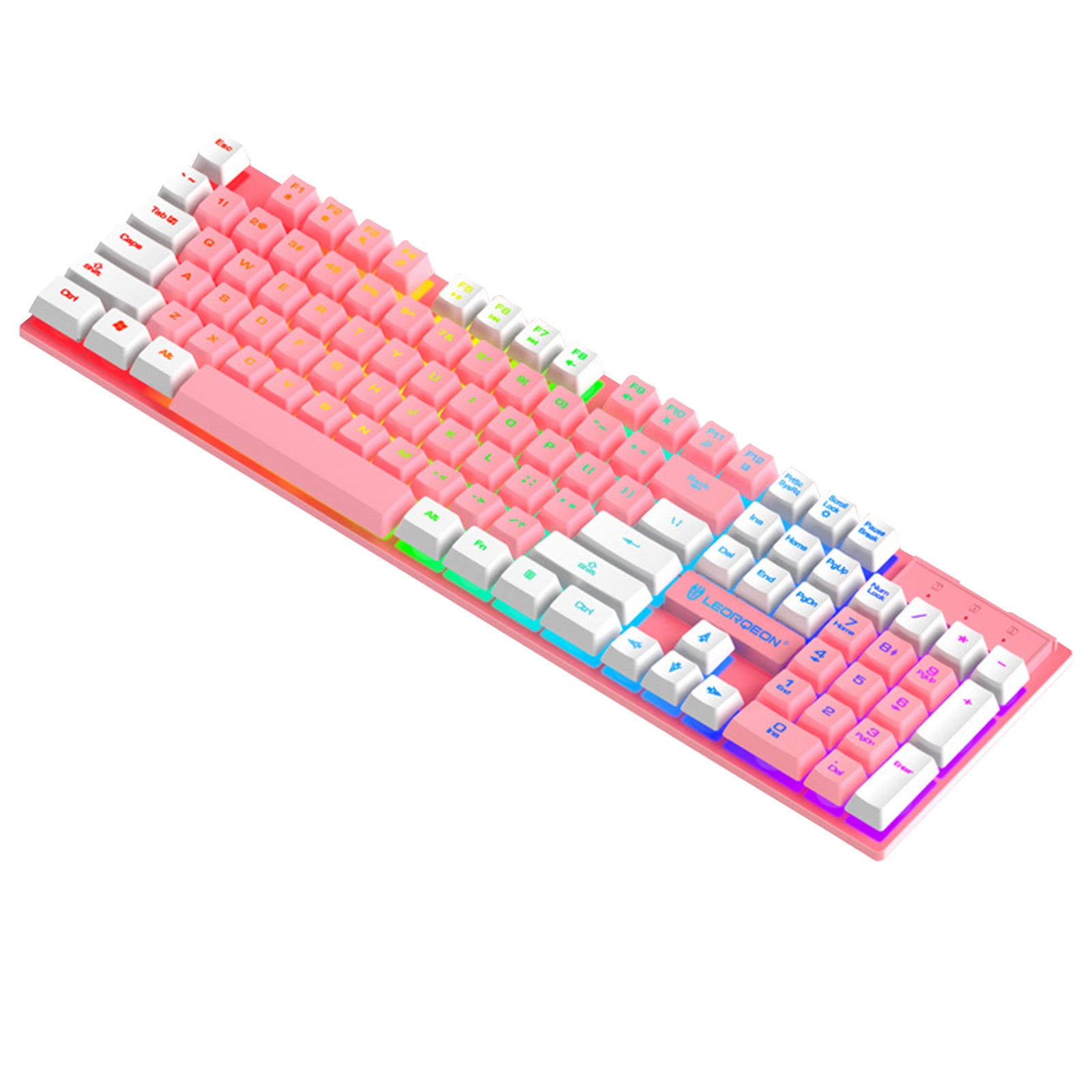 skpabo Keyboard N35 Double Pink Blue Rainbow Luminous USB Wired ...