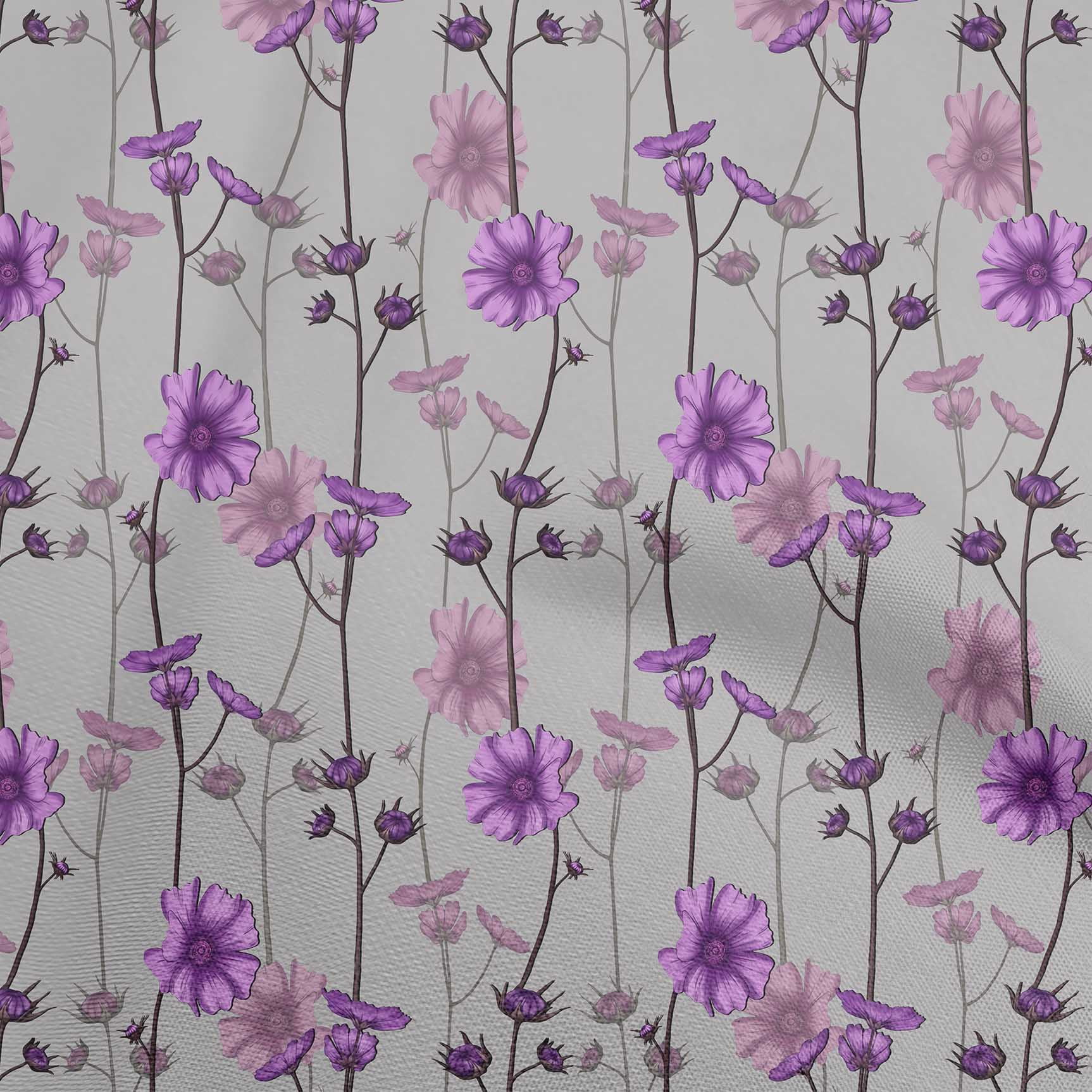oneOone Velvet Purple Fabric Floral Retro Sewing Material Print Fabric ...