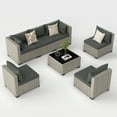 ECOPATIO 7 Pieces Patio Conversation Set, Outdoor Sectional PE Rattan ...