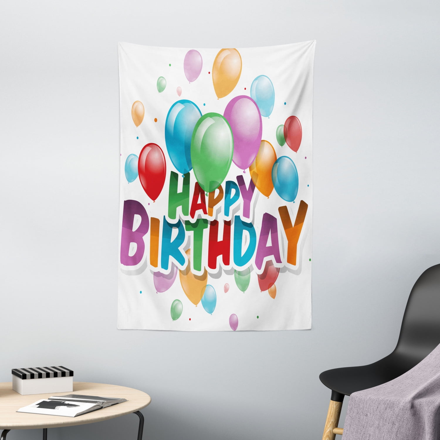 Birthday Decorations Tapestry, Balloons Burst Fun Graphic Festival ...