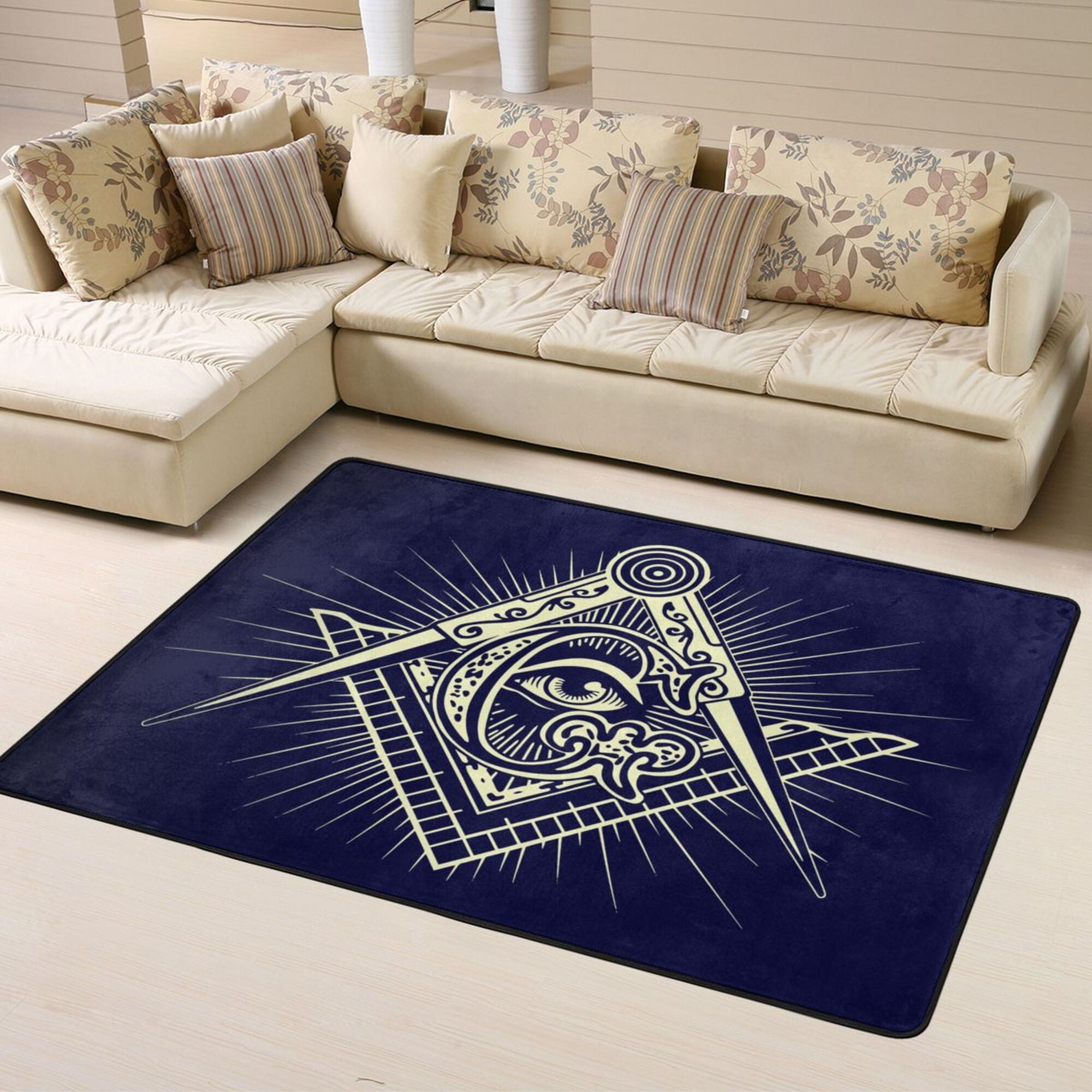 DouZhe Freemasonry Masonic Pattern Area Rugs Non-Slip Machine Washable ...