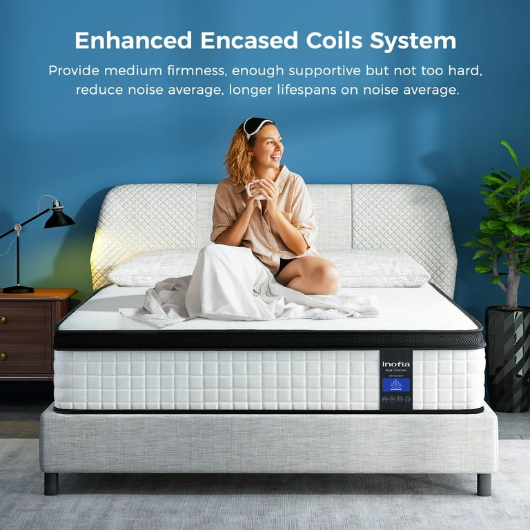 Inofia King Mattress 12 Inch Plush Comfort Foam 7 Zone Spring Hybrid Boxed King Size Mattress 76 x80 Walmart