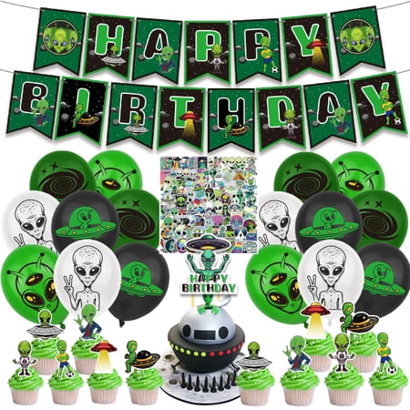 Alien Blast Party Pack - 127 Pcs Alien Theme Birthday Supplies with ...