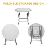 32-Inch Round Folding Table Outdoor Folding Utility Table Portable ...