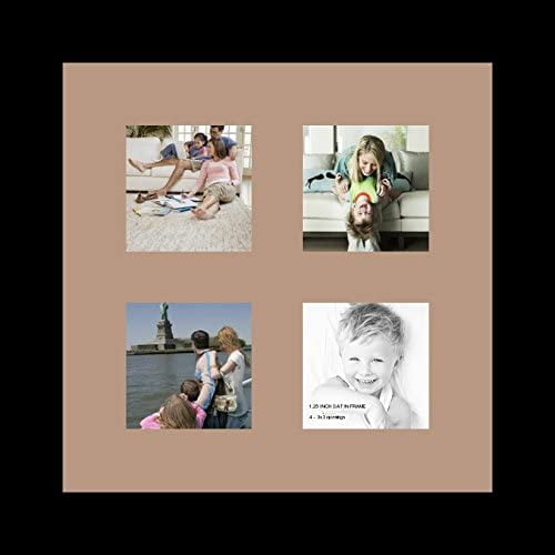 collage photo frame single mat with 4-3x3 openings and black frame ...