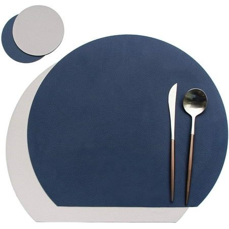 Round Placemats, Non-Slip Reversible Faux Leather Table Mats, Set of 1 ...