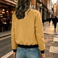Zpzdpjkx Women's Faux Suede Bomber Jacket Fashion Ribbed Trim Snap ...