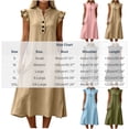 Efsteb Womens Midi Dresses Ruffle Sleeve Cotton Linen V-Neck Casual ...