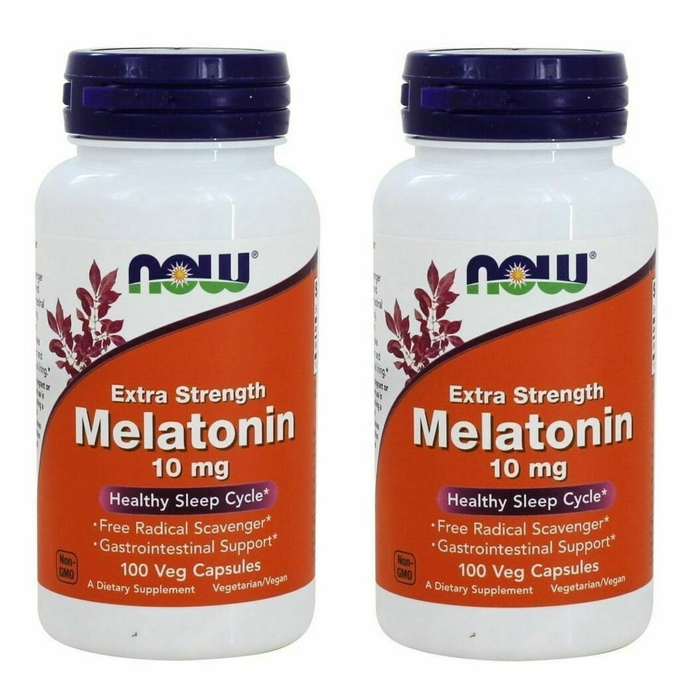 NOW Foods - Melatonin -- 10 mg - 100 Vegetarian Capsules - 2 Packs ...