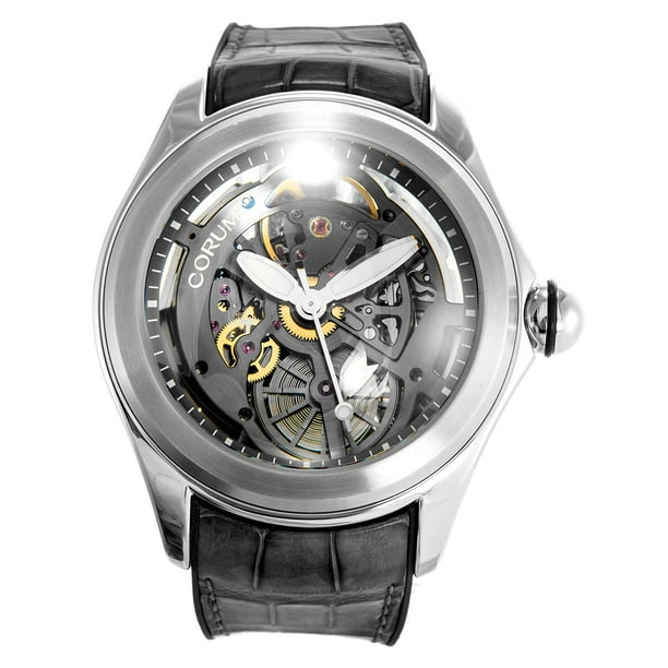 Corum - Corum Bubble Skeleton Dial Steel Mens Automatic Strap Watch 082 ...