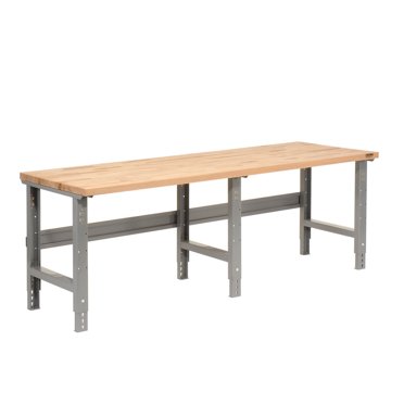 Mobile Adjustable Height Workbench, Maple Butcher Block Square Edge, 96 ...