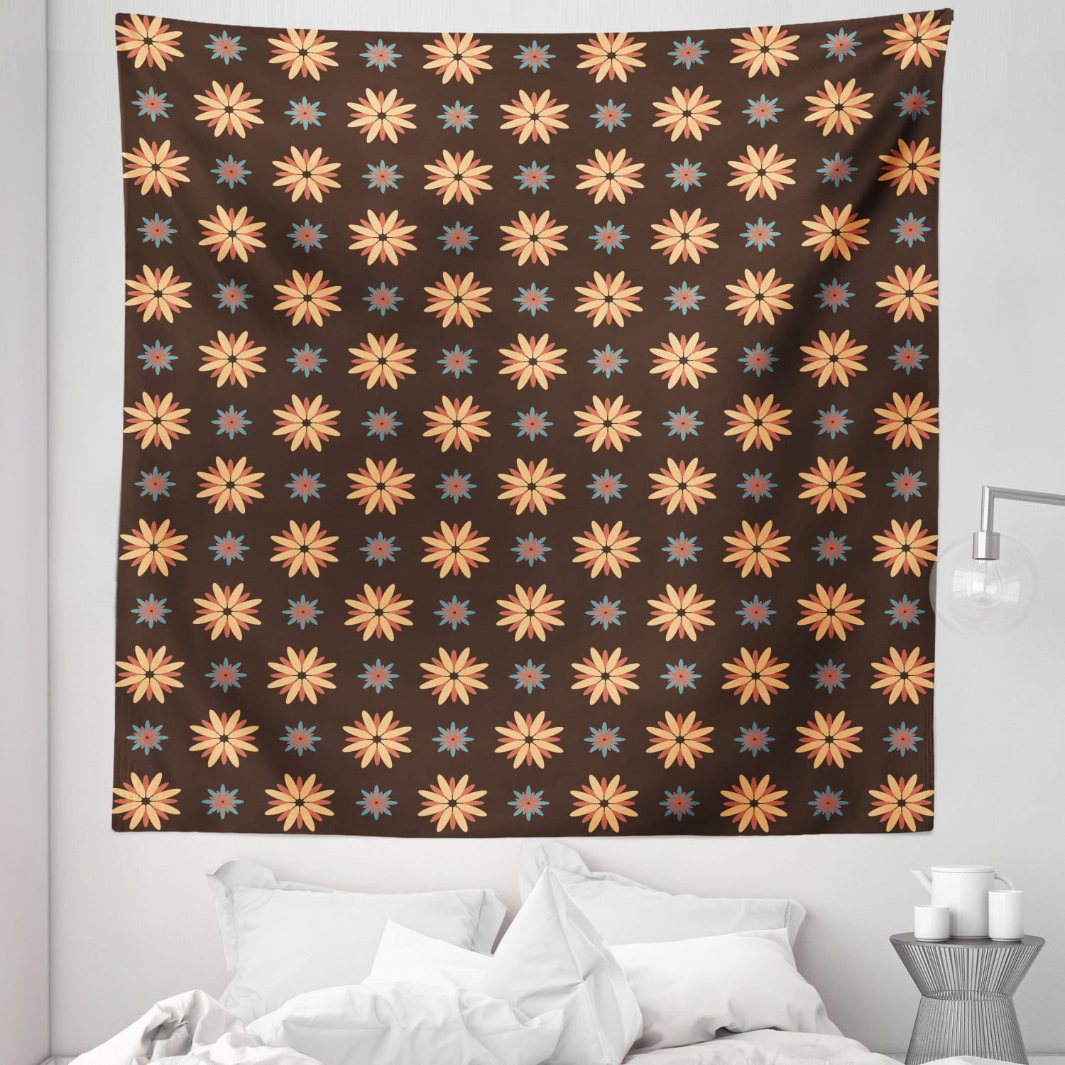 Brown Tapestry, Spring Summer Time Orange Flowers Kitchen Living Room ...