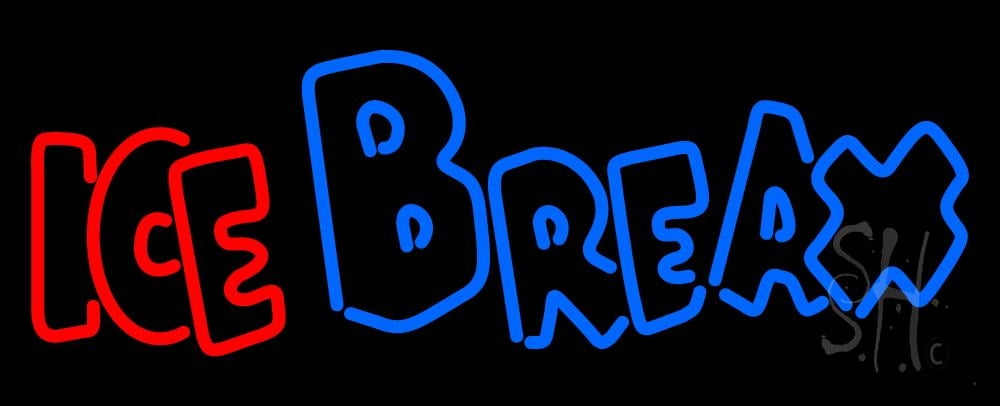Double Stroke Ice Break LED Neon Sign 10 x 24 - inches, Black Square ...