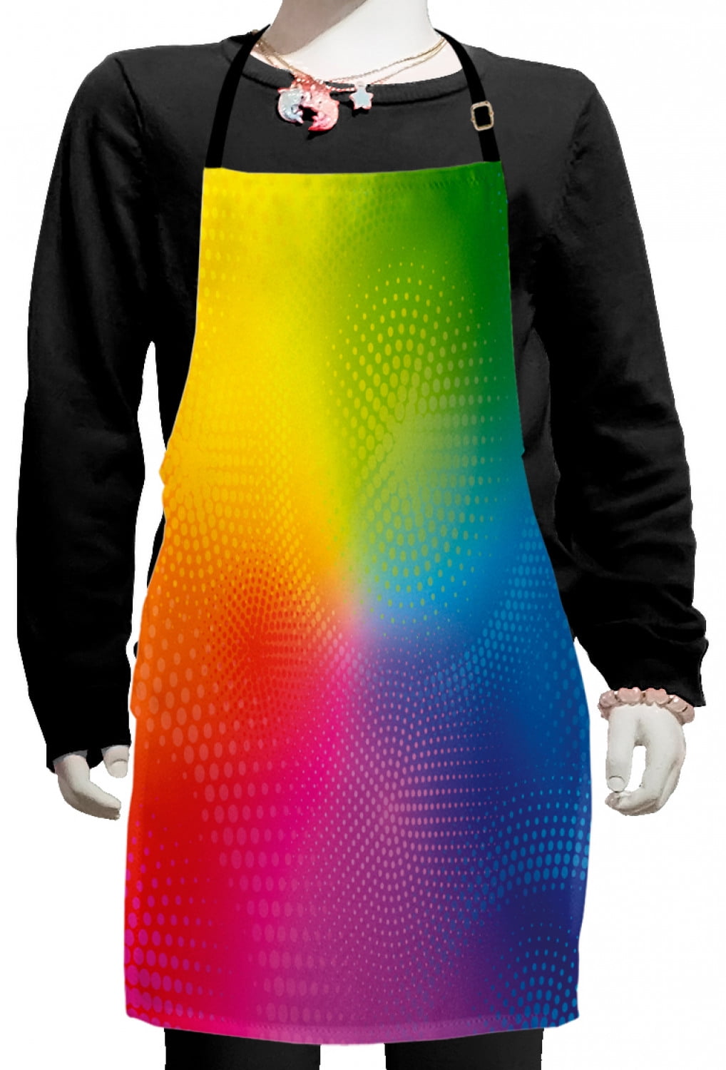 Rainbow Kids Apron, Vibrant Neon Colors Circles Rounds Dots Radiant ...