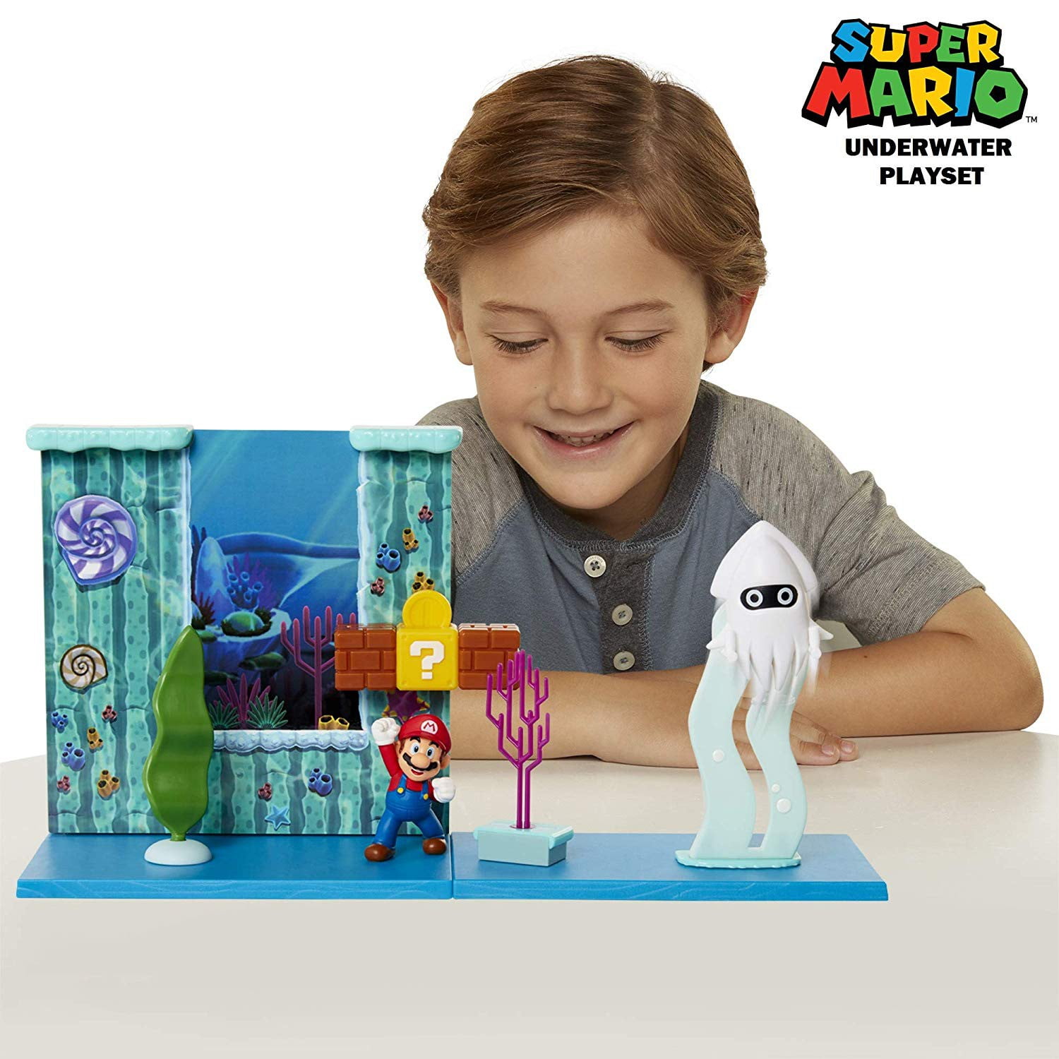 Buy World of Nintendo Super Mario Underwater Playset [Mario & Blooper ...