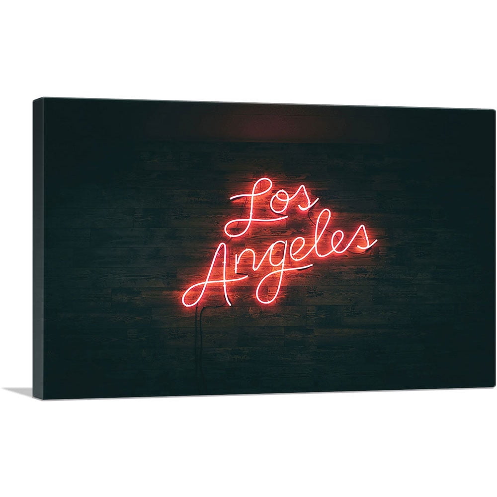 ARTCANVAS Los Angeles Neon Sign Canvas Art Print - Size: 40" x 26" (1. ...