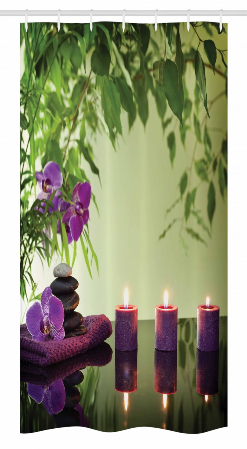 Spa Stall Shower Curtain, Zen Stones Aromatic Candles and Orchids ...