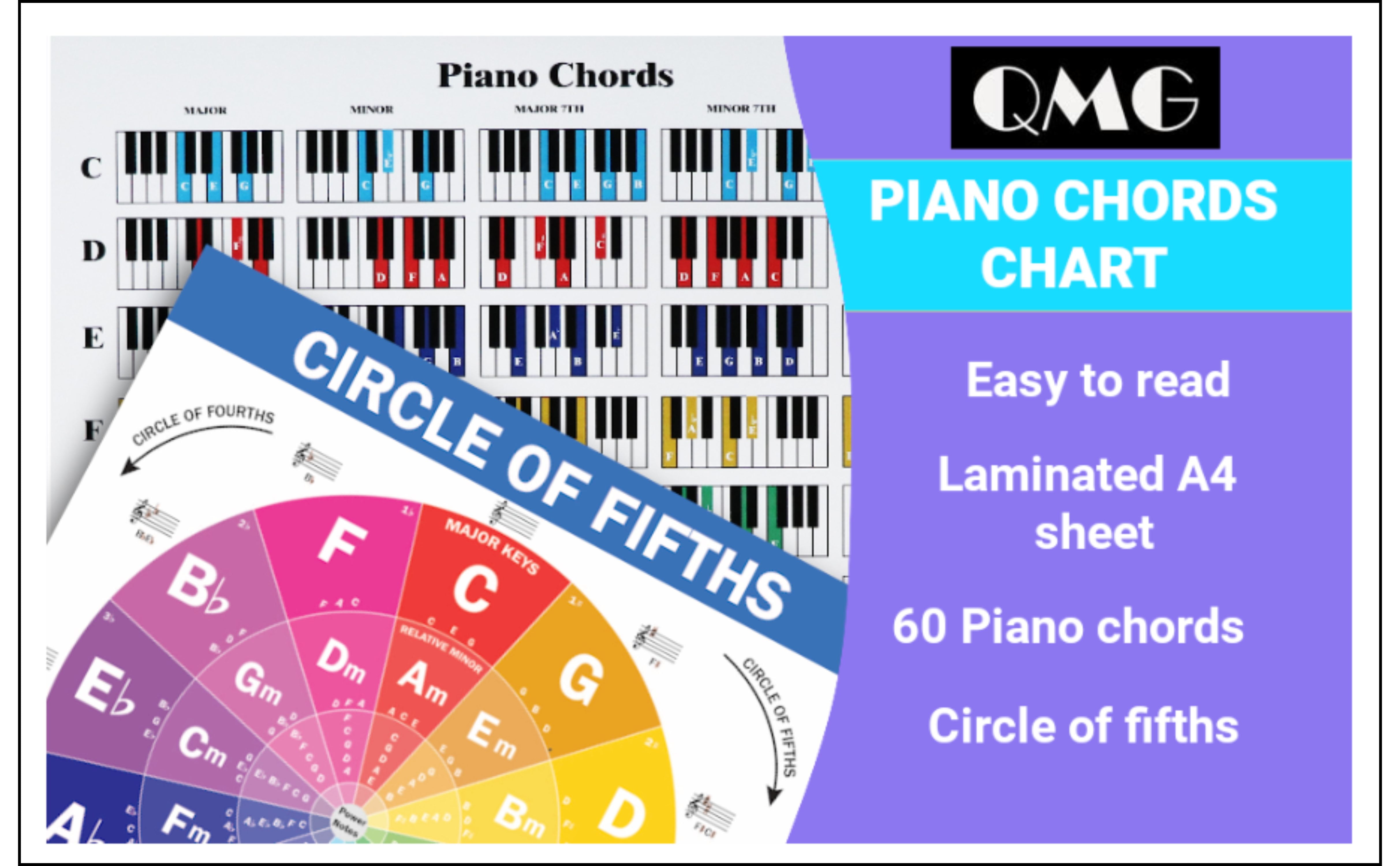 QMG Piano Chords CheatSheet - Laminated A4 Chart & Philippines | Ubuy