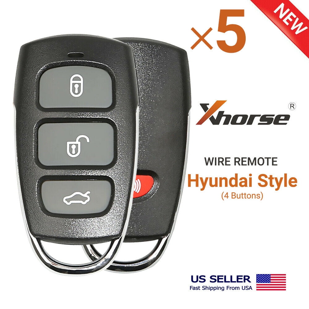 5x Xhorse Universal Wired Remote Key Hyundai Style 4 Button With Panic ...