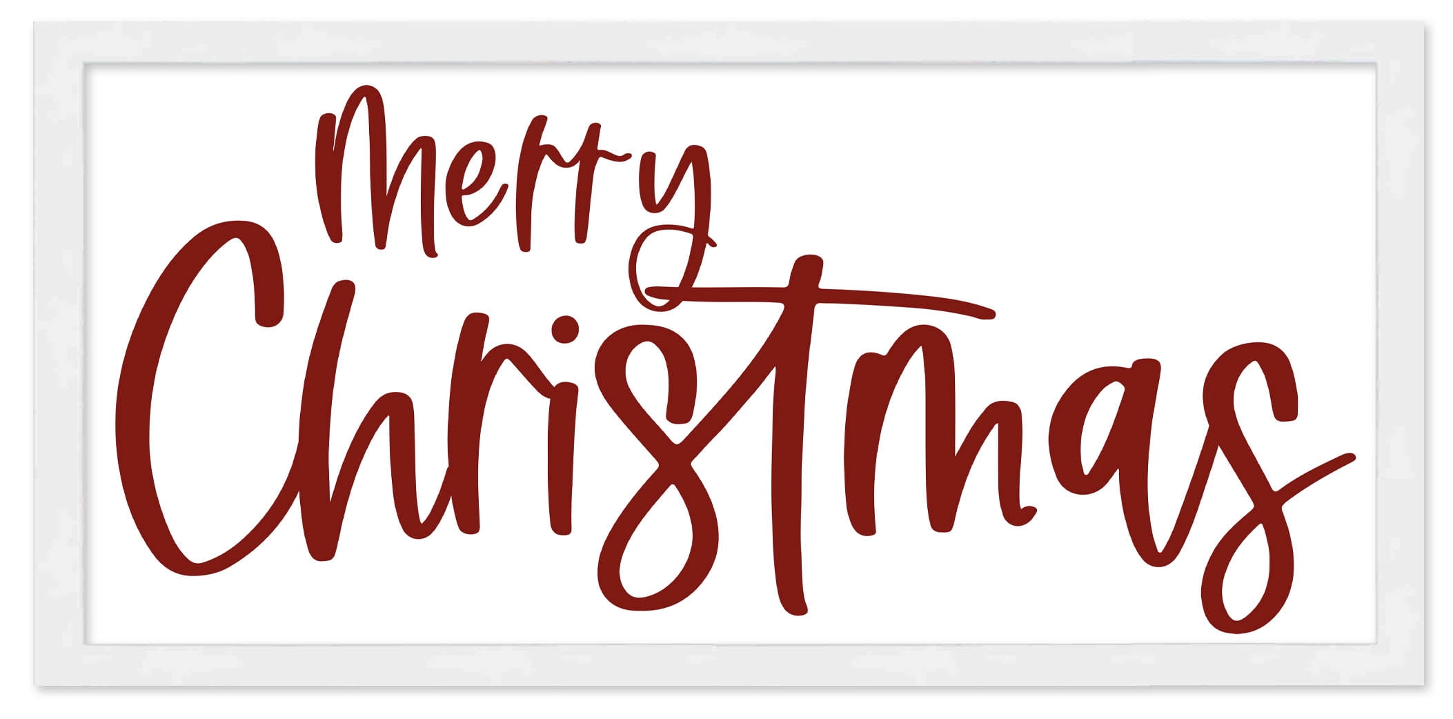 Red and White Merry Christmas 9.5" x 18.5" Framed Christmas Wall Decor ...