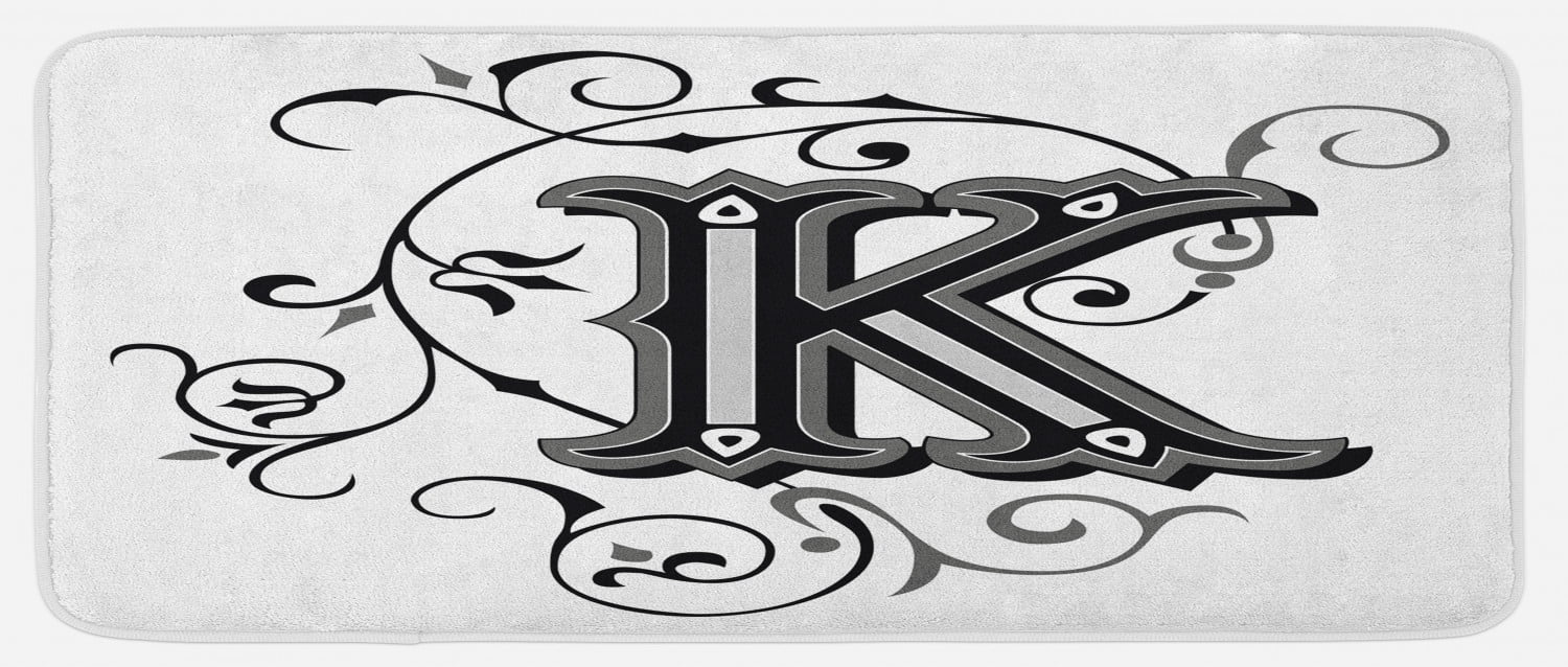 Letter K Kitchen Mat, Uppercase Design from Medieval Times Typography ...