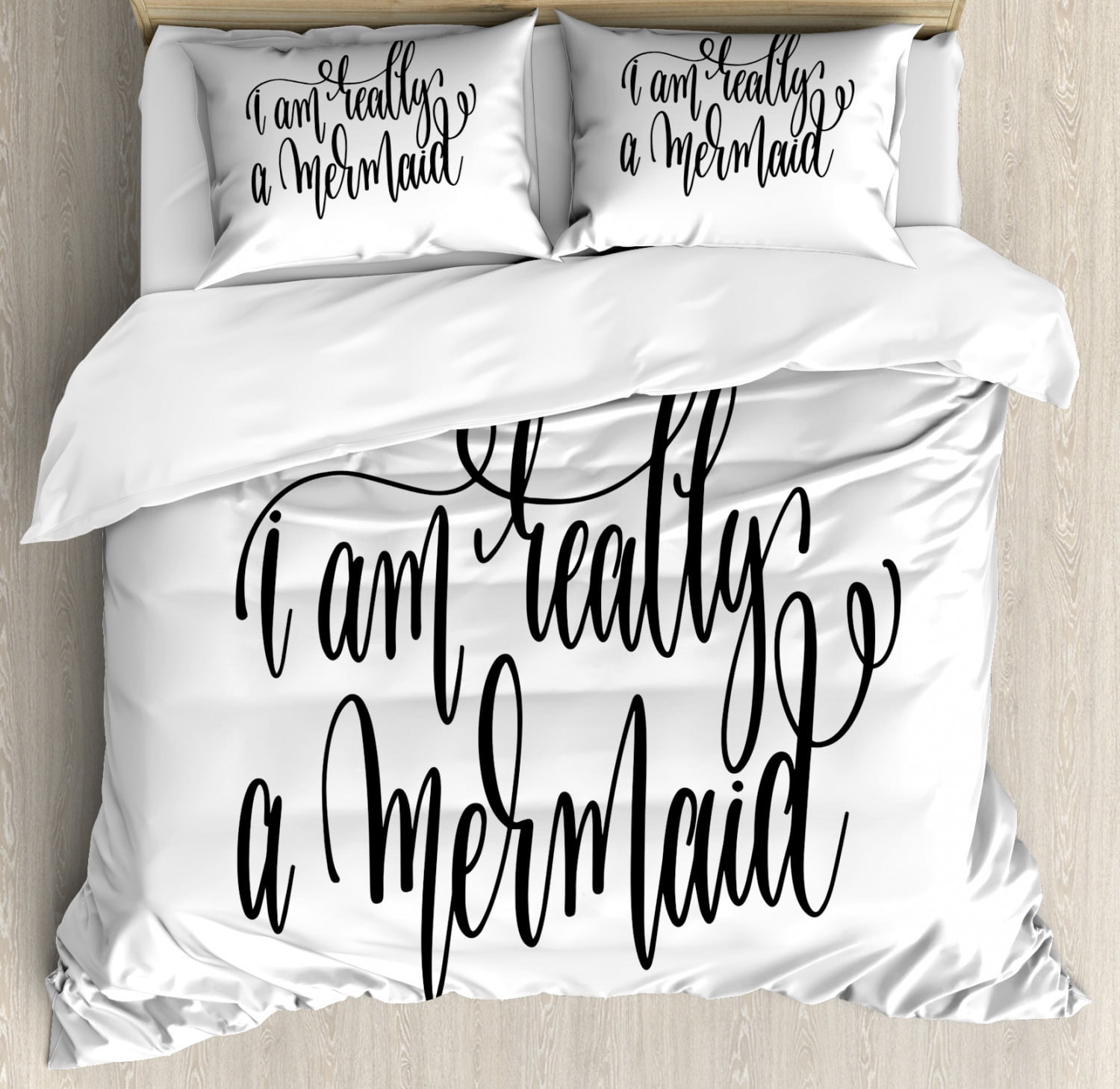 I'm Mermaid King Size Duvet Cover Set, Positive Motivational Slogan ...