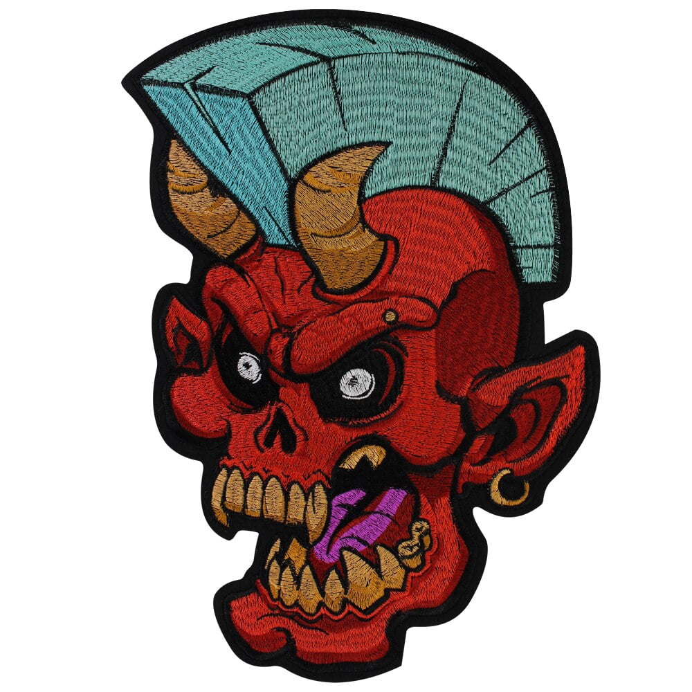 Punk Skull Iron on Patches Embroidered Badge Clothing Decorative ...