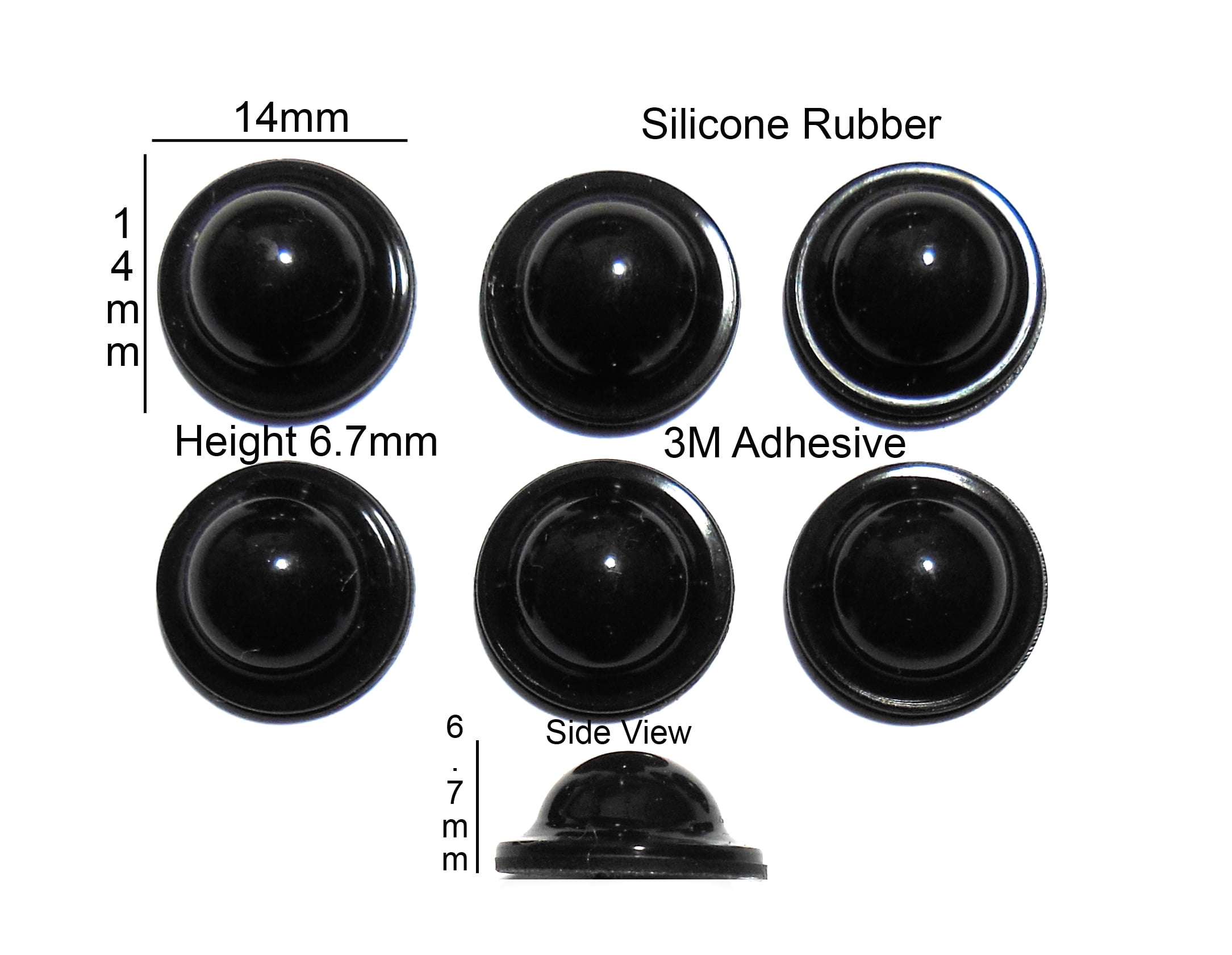 VATH Self Adhesive Silicone Rubber Feet 14mm(L) x 14mm(W) x 6.7mm(H ...
