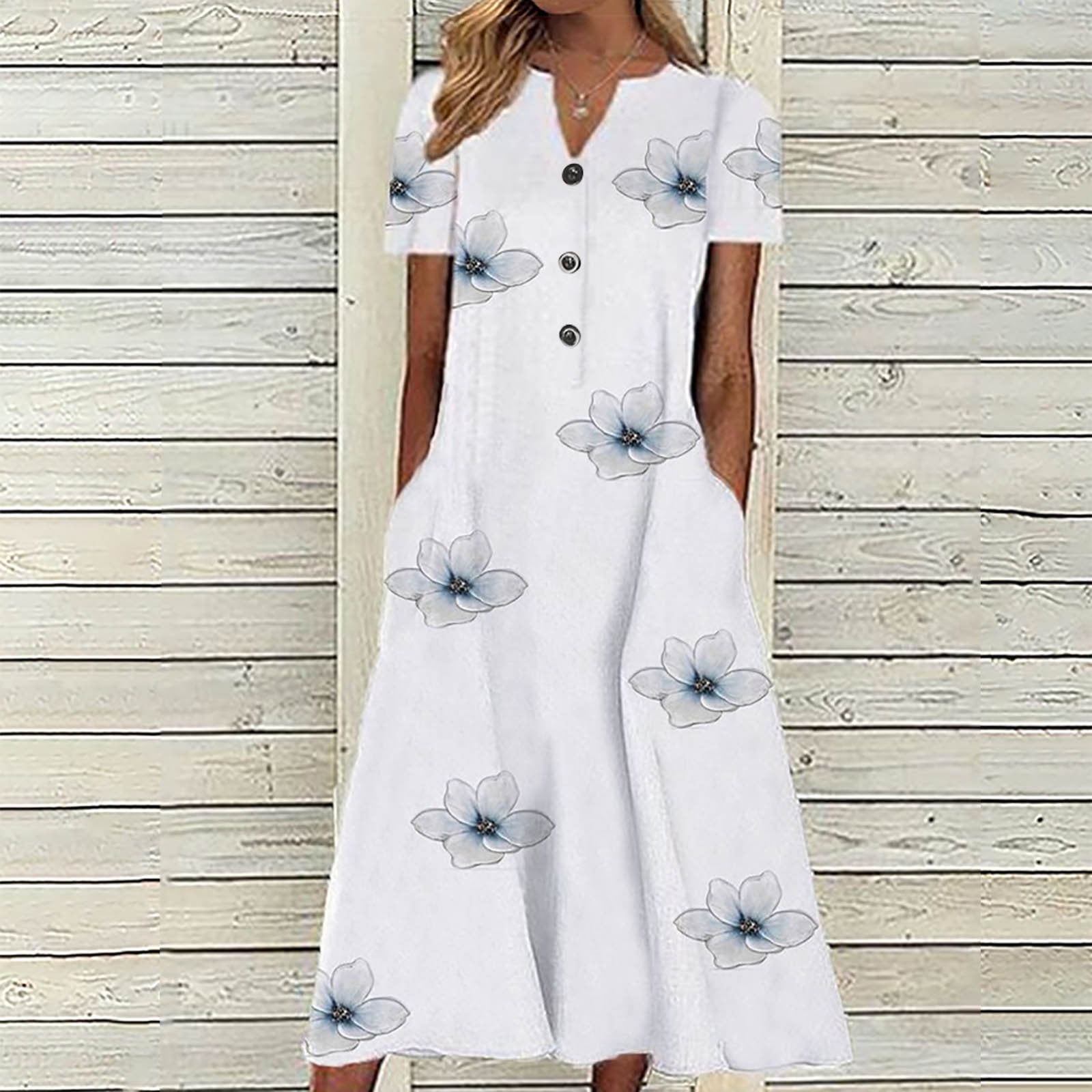 Click here for Pisexur Short Sleeve V-Neck Knee-High Dress Fashio... prices