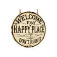 Metal Private Property Sign for Yard and Garden, Round Iron Welcome ...