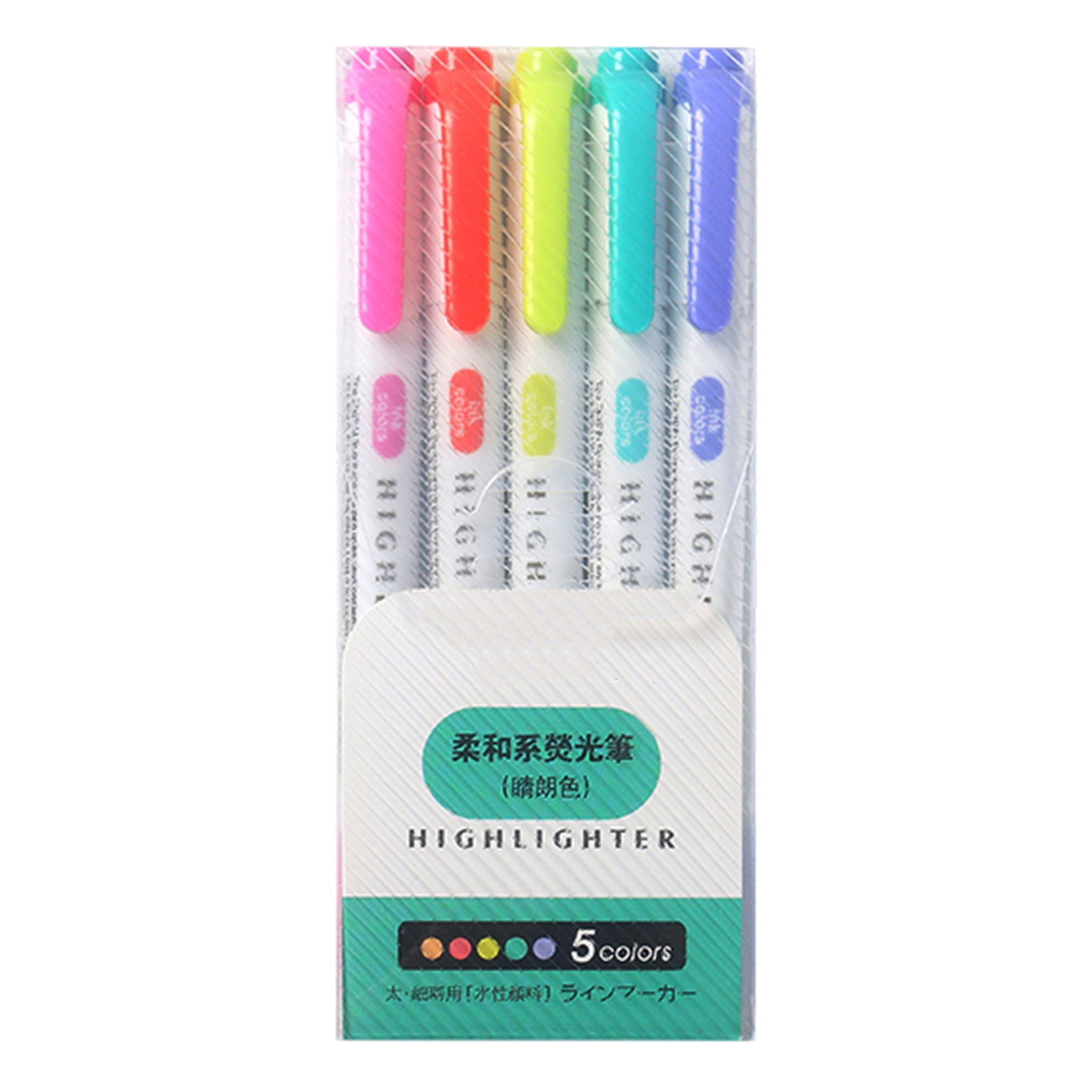 Farfi 5Pcs Fluorescent Marker Pen Double Head Light-coloured Uniform ...