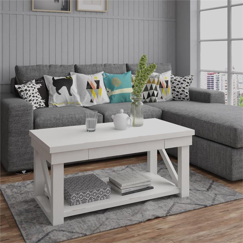 Ameriwood Home Crestwood Coffee Table in White - Walmart.com