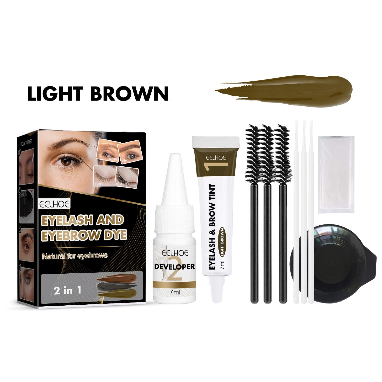 Earkity 2 In 1 Black Lash & Brow Kit  Instant Eyebrow Makeup Set With Black Bushy Effects  Lasting For 6 Weeks Black Hair Looking For Salon Home Use 7