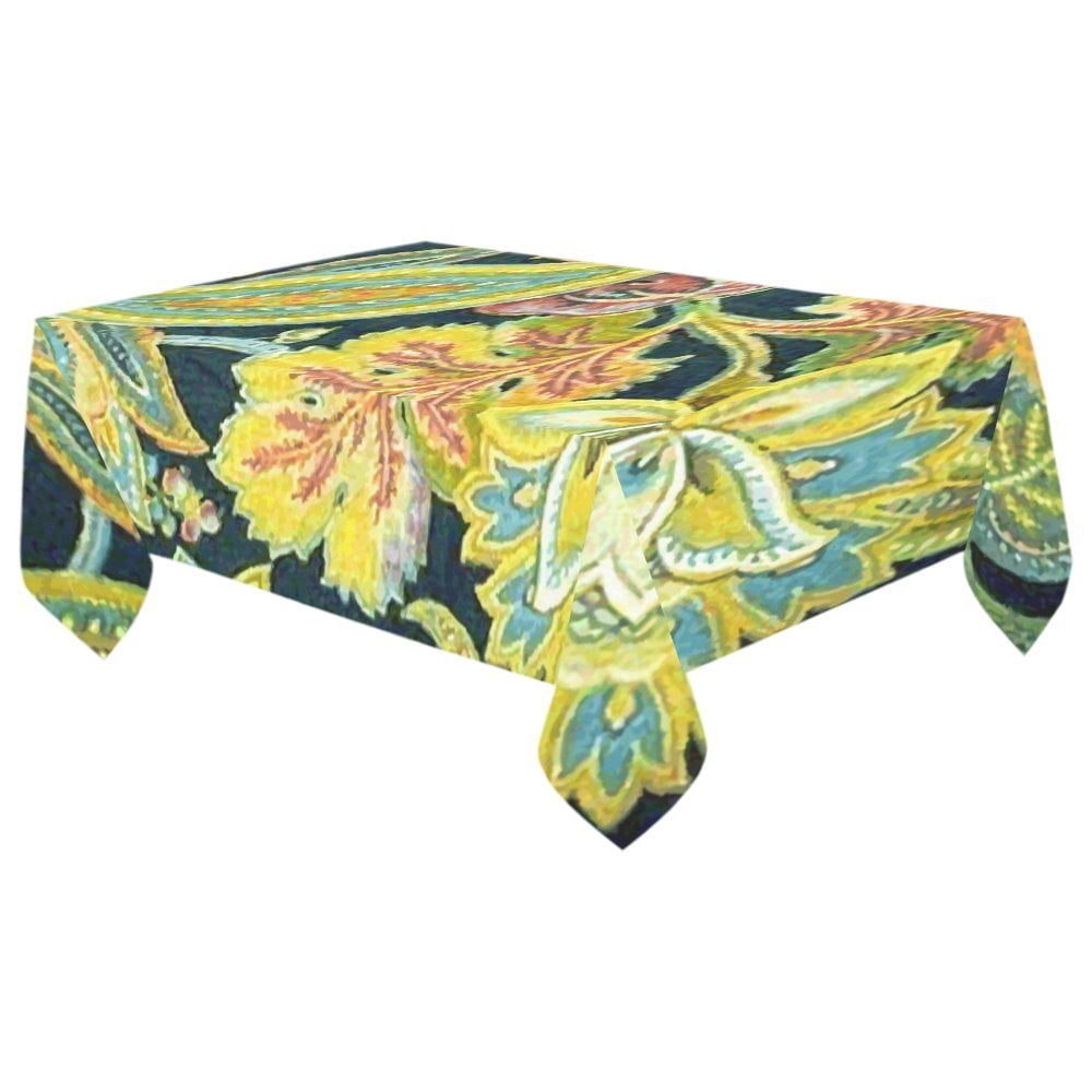 MYPOP Gold Jacobean Floral Rug Pattern Cotton Linen Tablecloth 60x104 ...