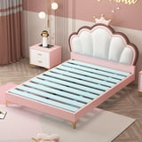 LovingAHome Bed Frame, Queen Size PU Upholstered Platform Bed with ...