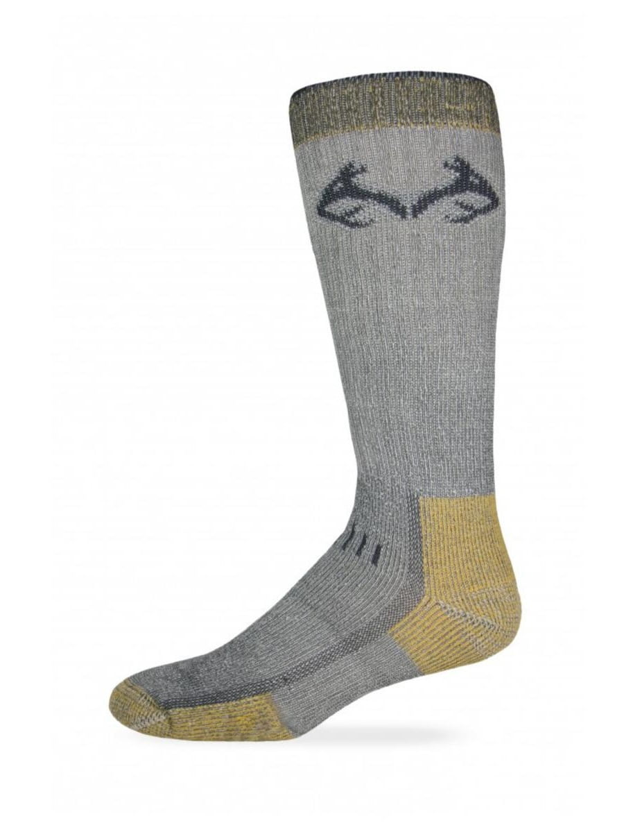 RealTree 794 Uplander Heavyweight Merino Wool Boot Socks, Grey/Gold ...