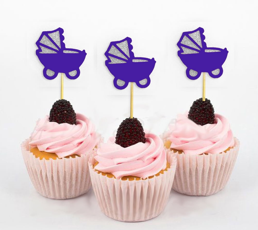 Darling Souvenir, Baby Pram Baby Shower Cupcake Toppers, Dessert ...