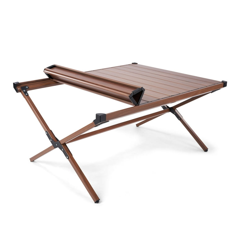 Ozark Trail Aluminum Roll-Top Camping Table, Dark Brown Ozark Trail Aluminum Roll-Top Camping Table, Dark Brown
