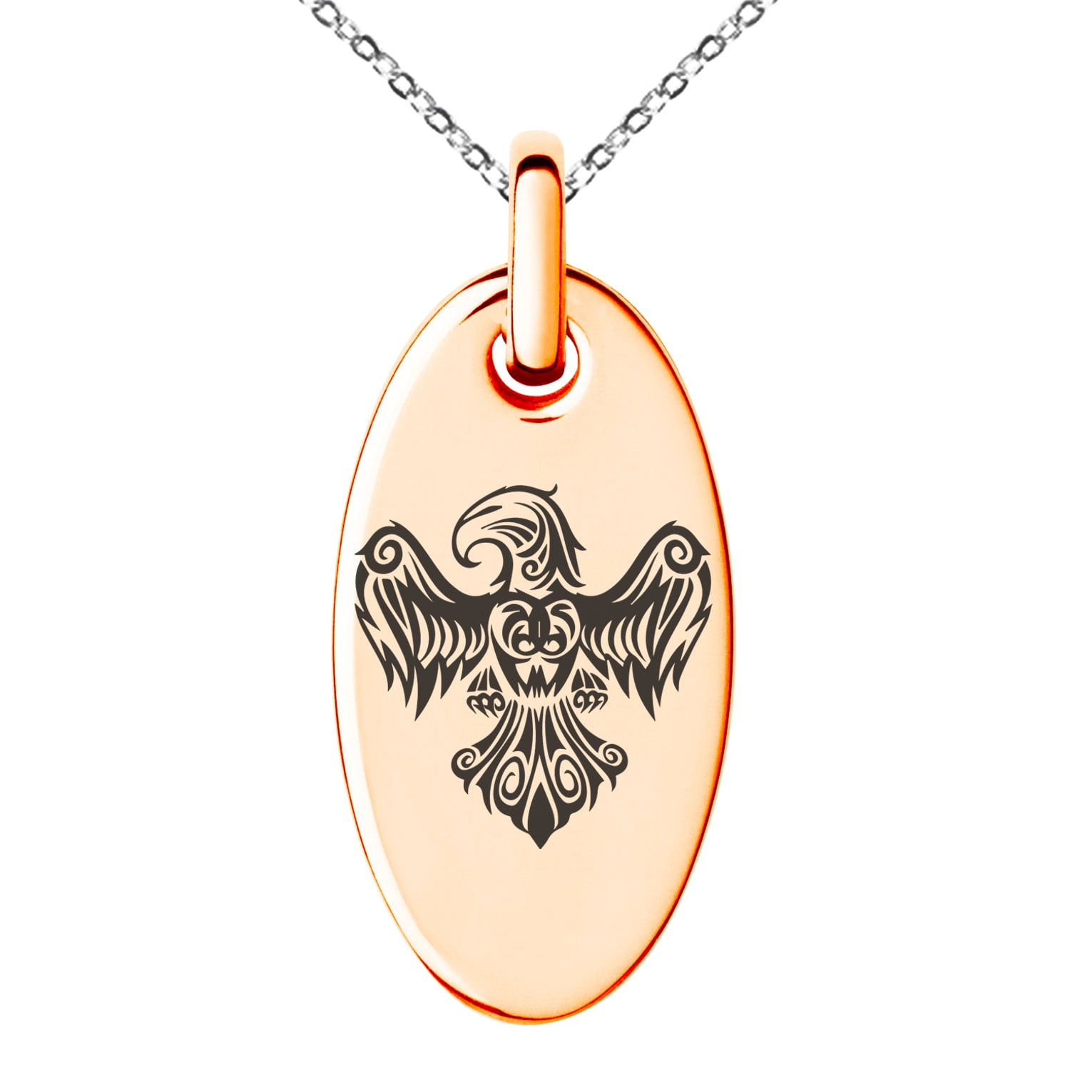 Stainless Steel Aztec Power Strength Courage Rune Engraved Small Oval ...