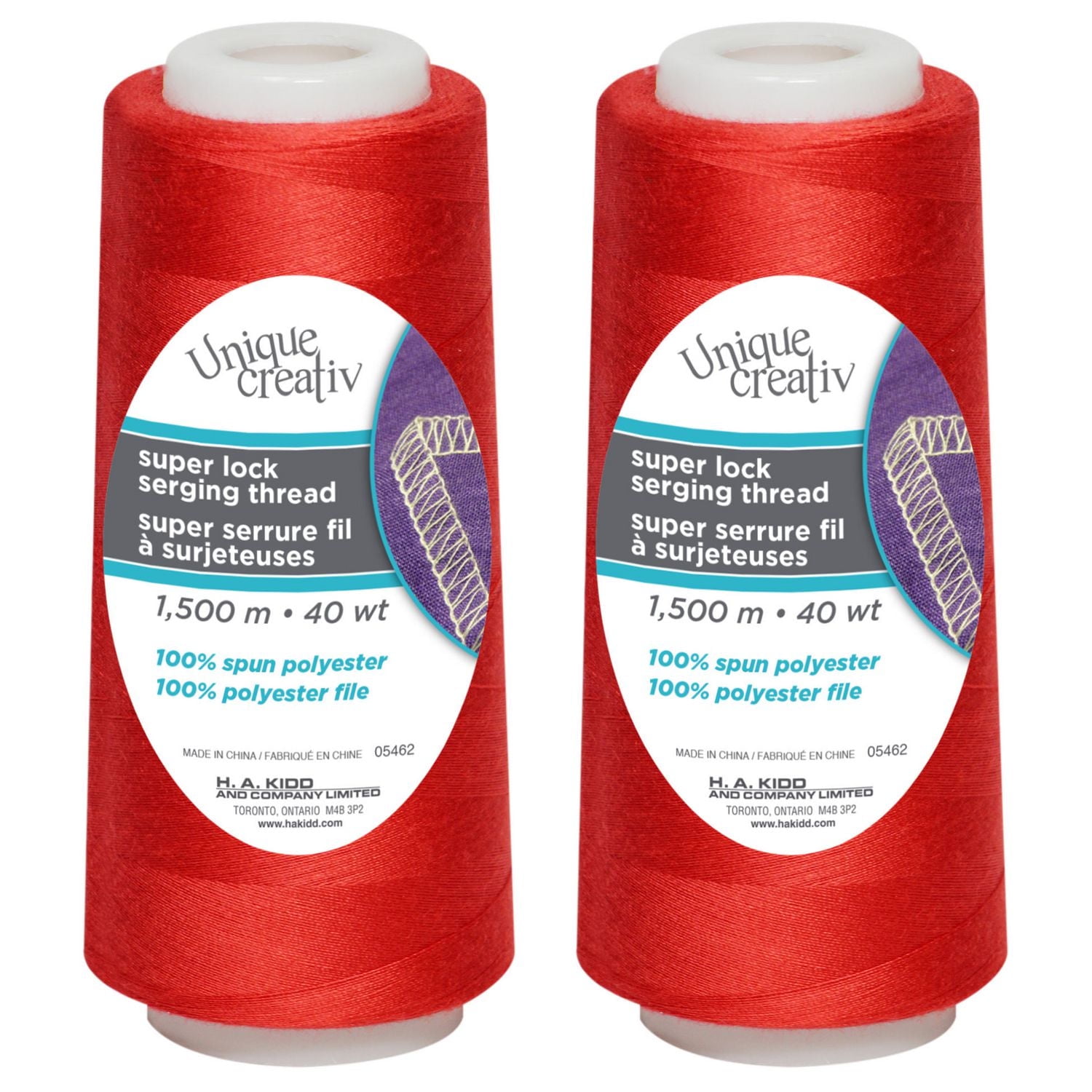 Unique Creativ Trulock Serging Thread - 100 Polyester  40 Wt  1500 M Cone For Overlock Machines