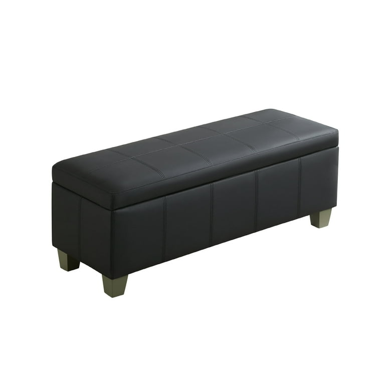 HASLE OUTFITTERS, 41'' Faux Leather Storage Ottoman Bench, Dark Black ...