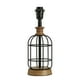 Mainstays Black Metal Cage Table Lamp with Wood Accents and Drum Shade ...