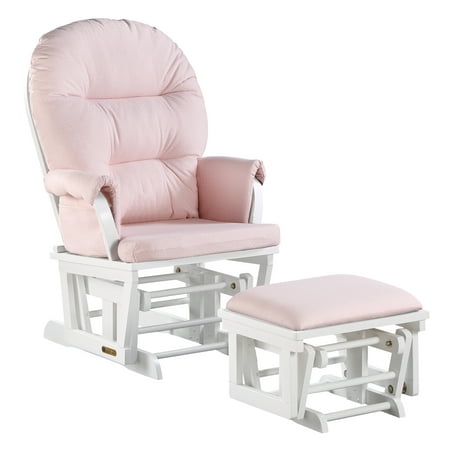 Lennox Glider Rocker with Ottoman White/Pink | Walmart Canada
