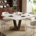 AHB 47.3" Round Dining Table for 4-6, Solid Wood Pedestal Base, Brown ...