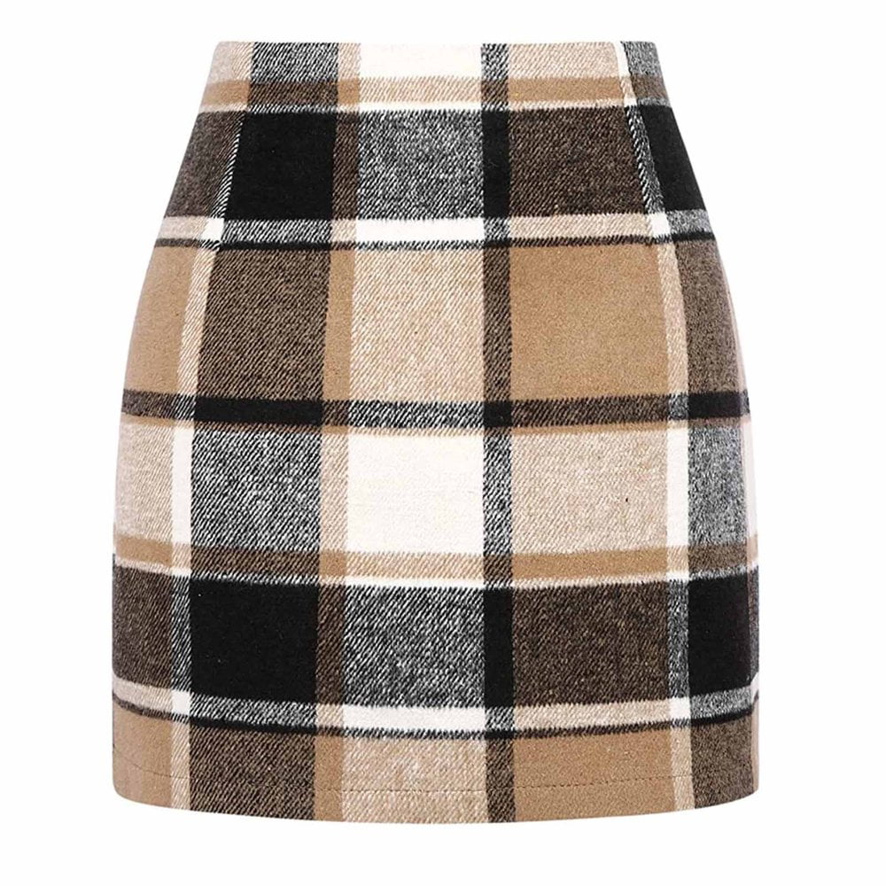 Click here for Junwell Women‘s Casual Plaid Skirt High Waist Tigh... prices