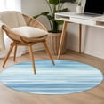 Abstract Sea 4FT Round Area Rugs Modern Minimalist Light Blue Stripes ...