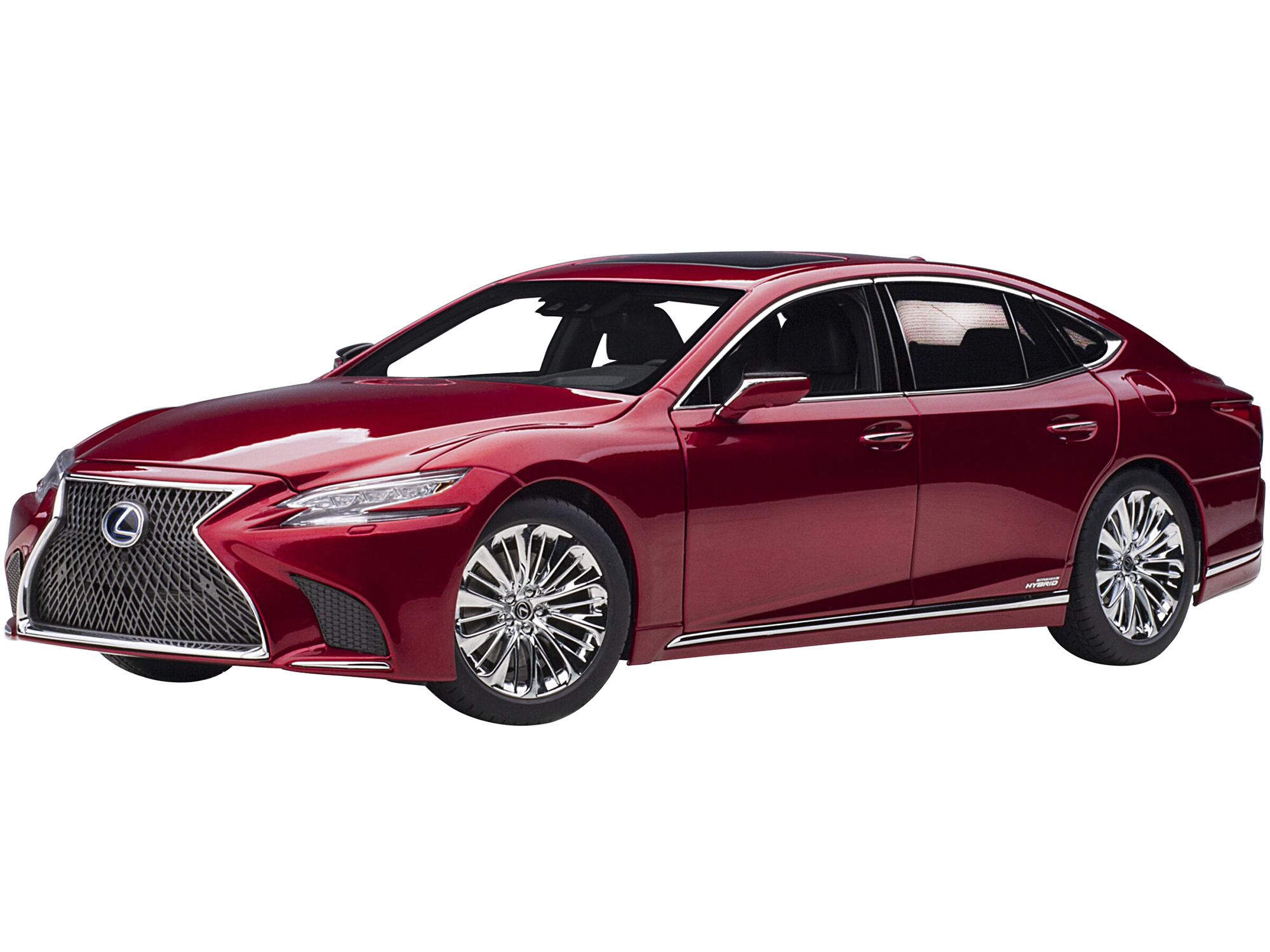 Lexus LS500h Morello Red Metallic with Chrome Wheels 1/18 Model Car by ...